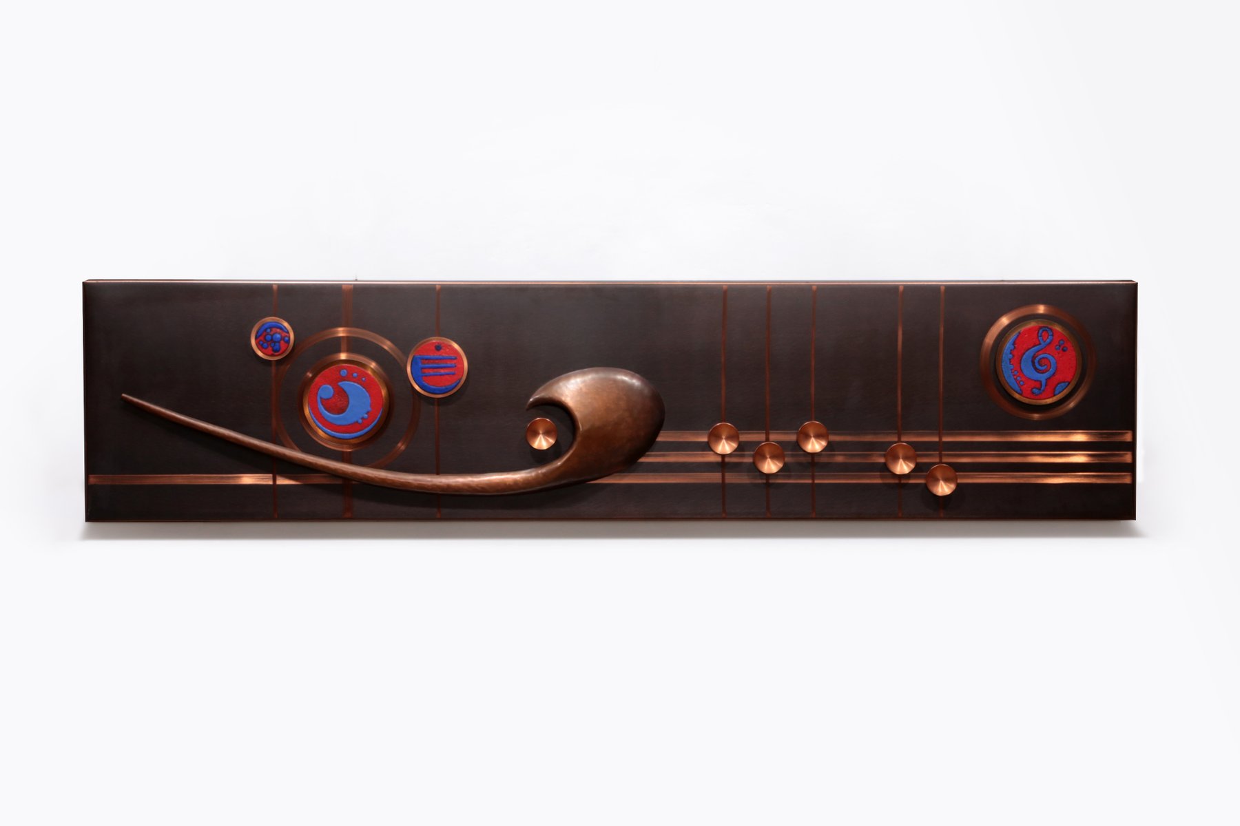 Handmade Copper Wall Artwork with Enamel Details Music Line Design ...