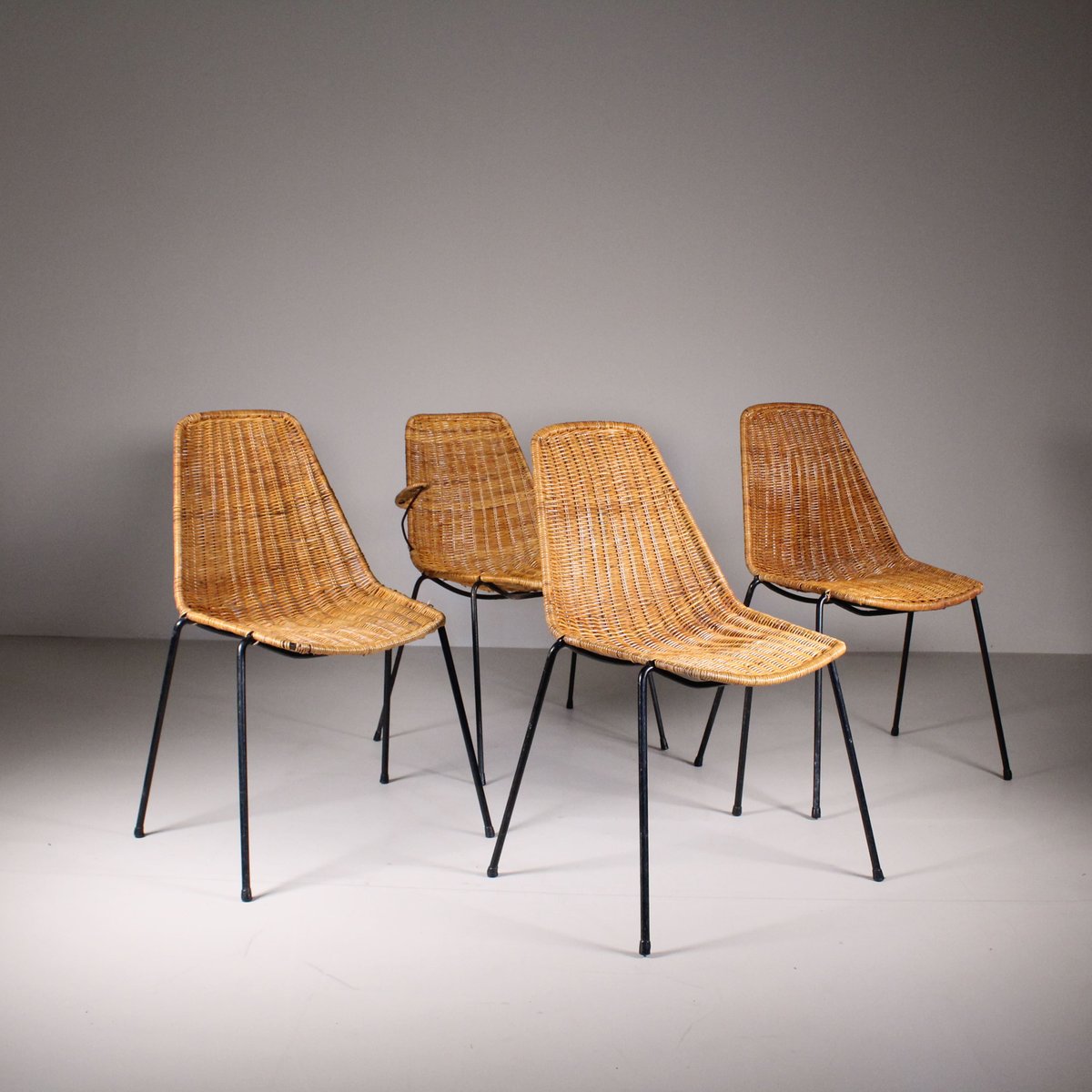 Rattan Chairs by Gian Franco Legler, Set of 4 for sale at Pamono