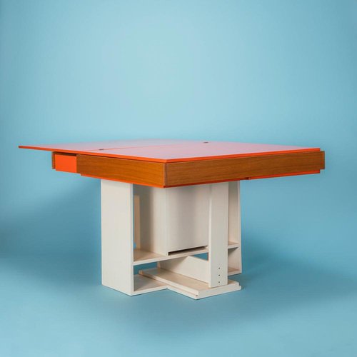 White and Orange System Table, 1970s for sale at Pamono