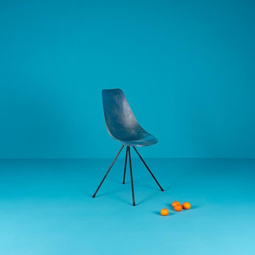 Blue Gelcoat Chair by Jean Raymond Picard, 1950s for sale at Pamono