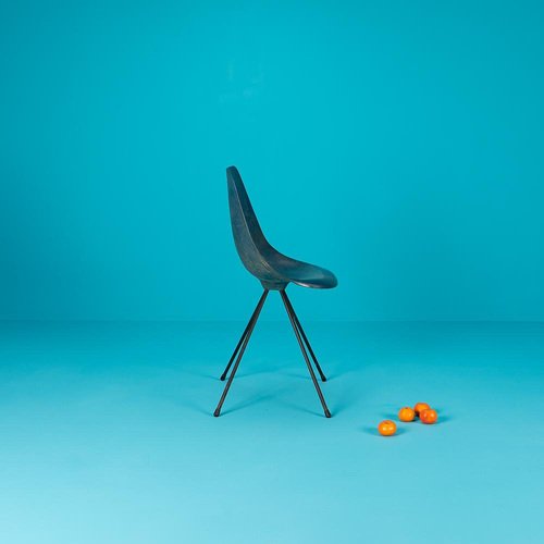 Blue Gelcoat Chair by Jean Raymond Picard, 1950s for sale at Pamono