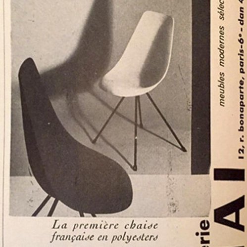 Blue Gelcoat Chair by Jean Raymond Picard, 1950s for sale at Pamono