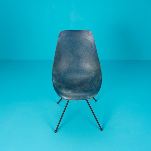 Blue Gelcoat Chair by Jean Raymond Picard, 1950s for sale at Pamono