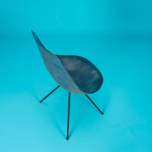 Blue Gelcoat Chair by Jean Raymond Picard, 1950s for sale at Pamono