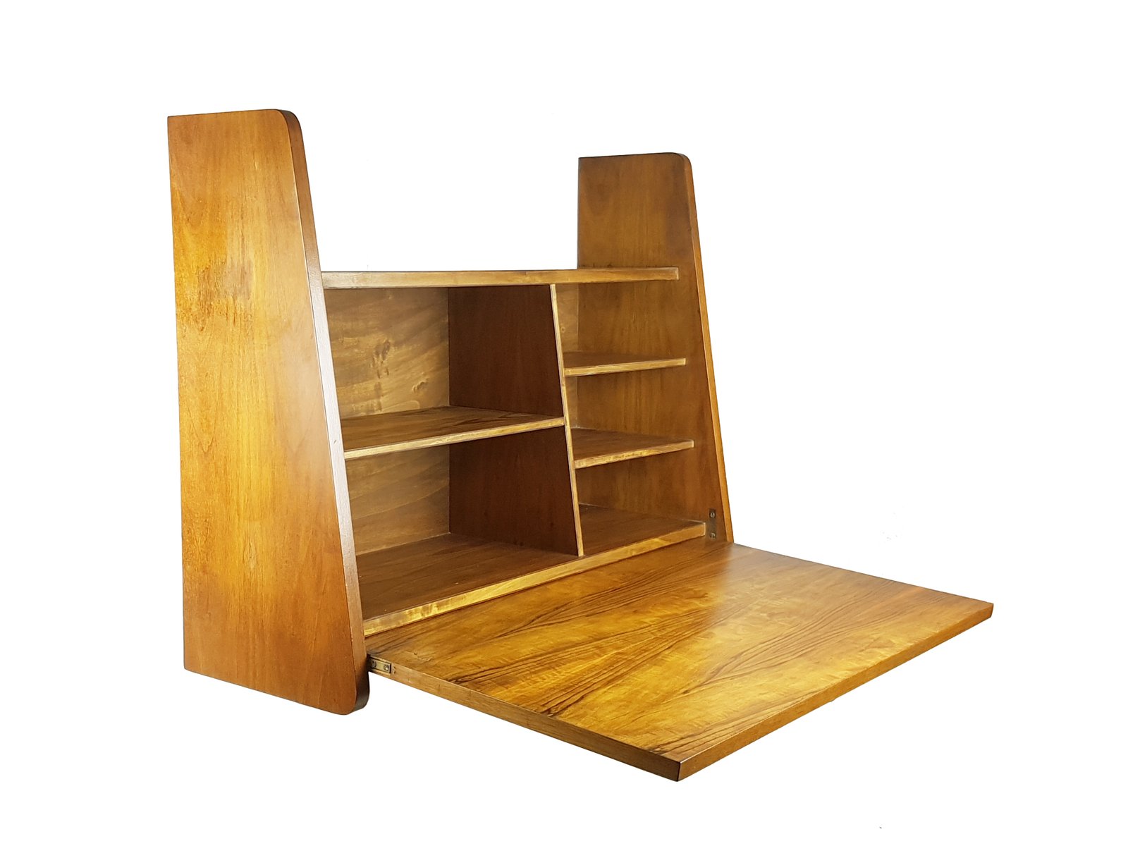 Mid-Century Modern Wooden Drop Off Wall Secretary attributed to Marcel ...