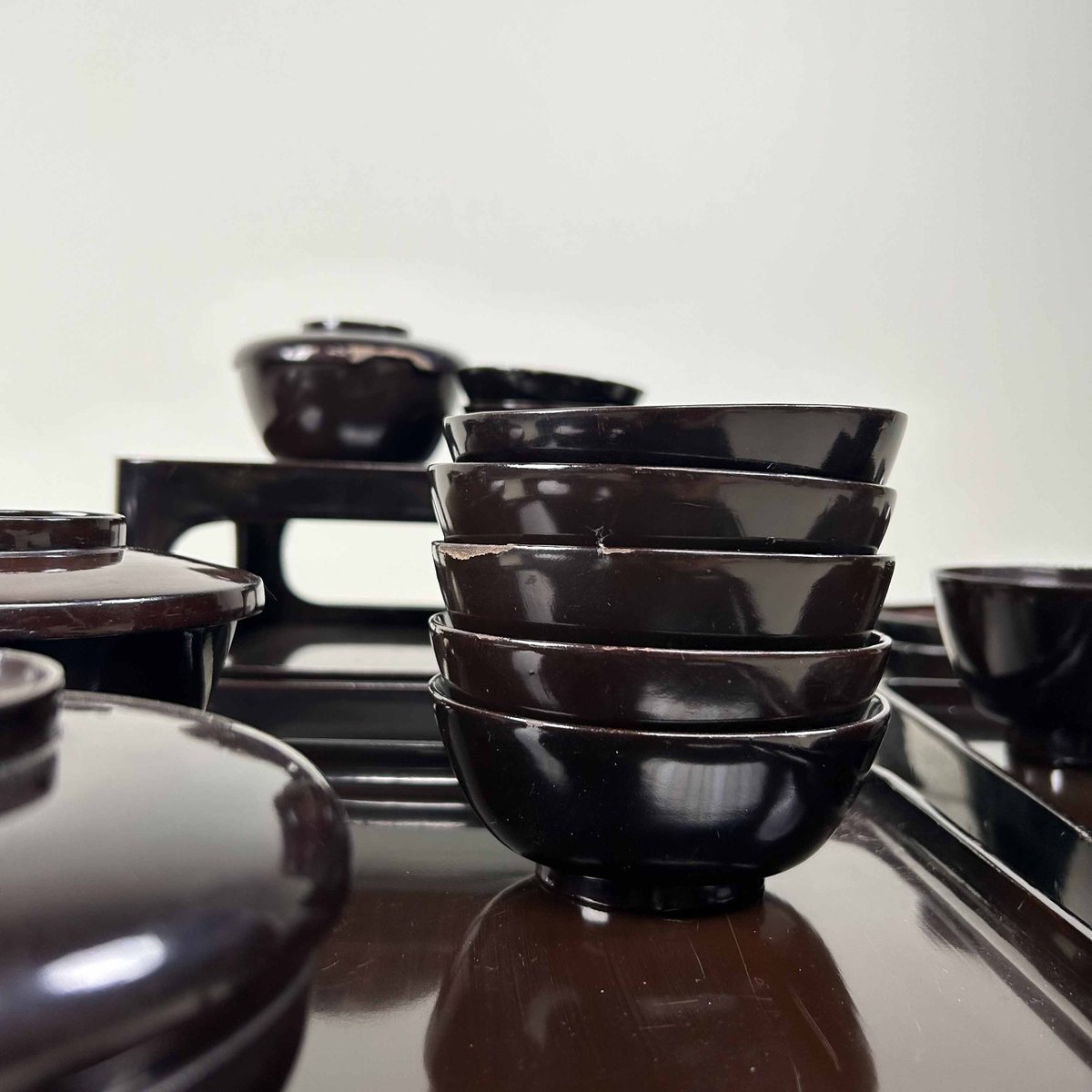 Antique Japanese Ceremonial Set of Traditional Lacquerware, 1870, Set ...