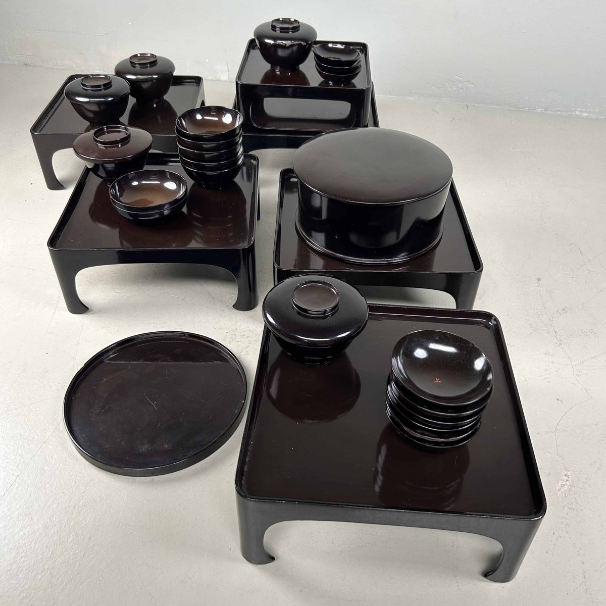 Antique Japanese Ceremonial Set of Traditional Lacquerware, 1870, Set ...