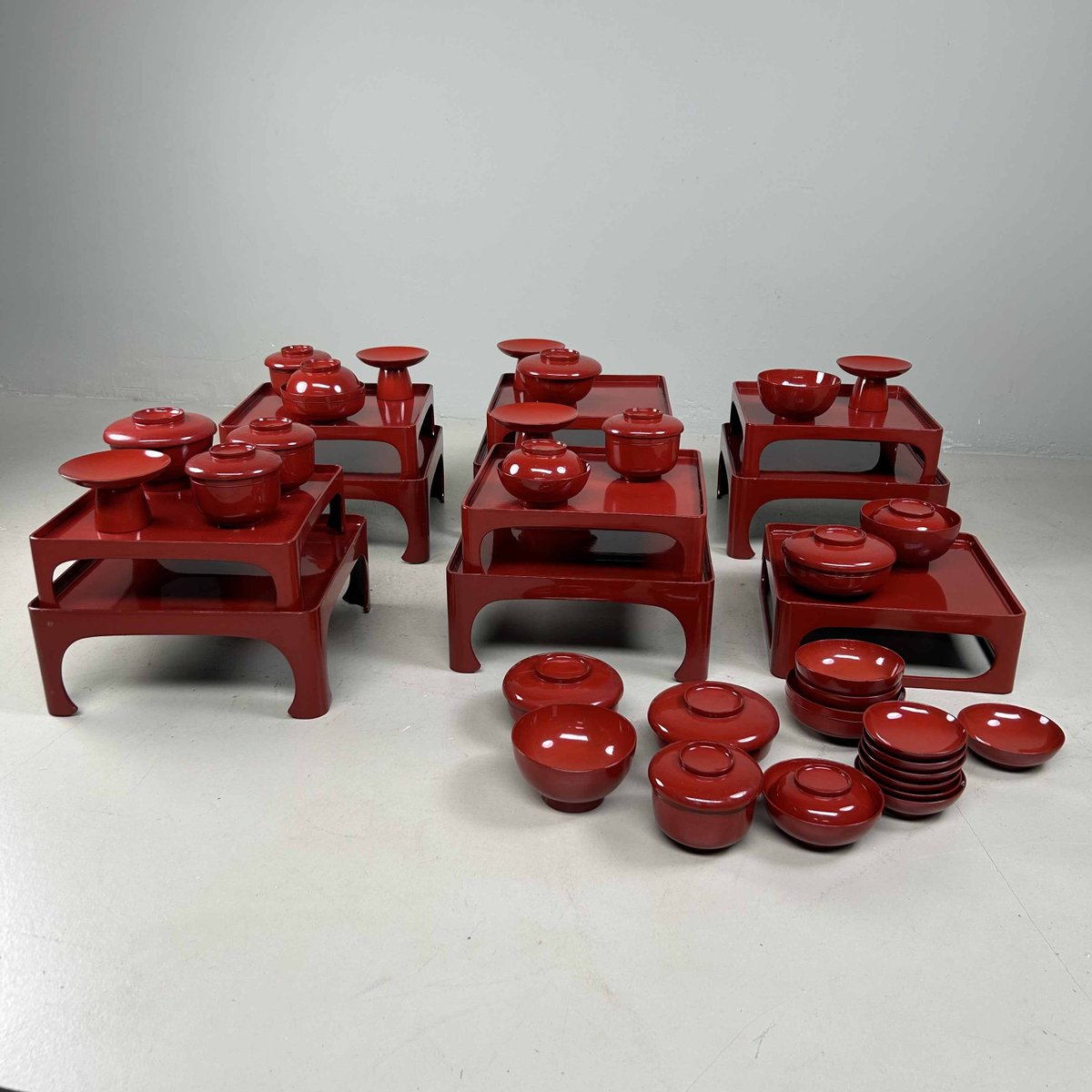 Vintage Japanese Ceremonial Set of Urushi Lacquerware, 1920s, Set of 56 ...