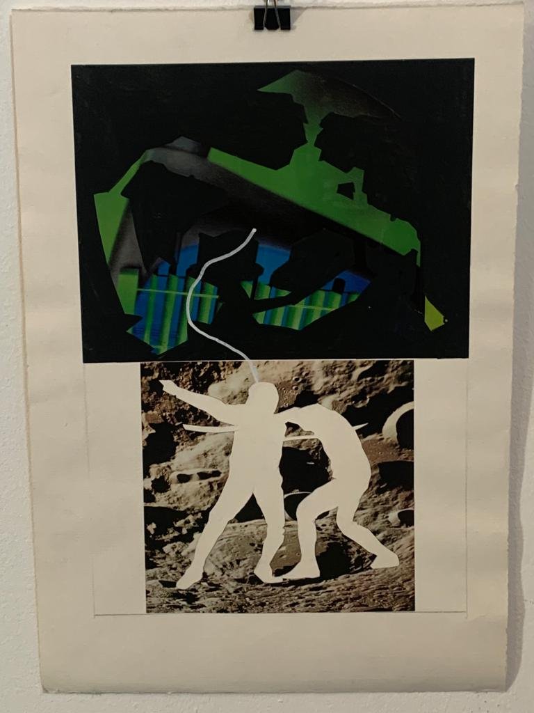 Renato Volpini, Space Scene, 1969, Collage and Tempera for sale at Pamono