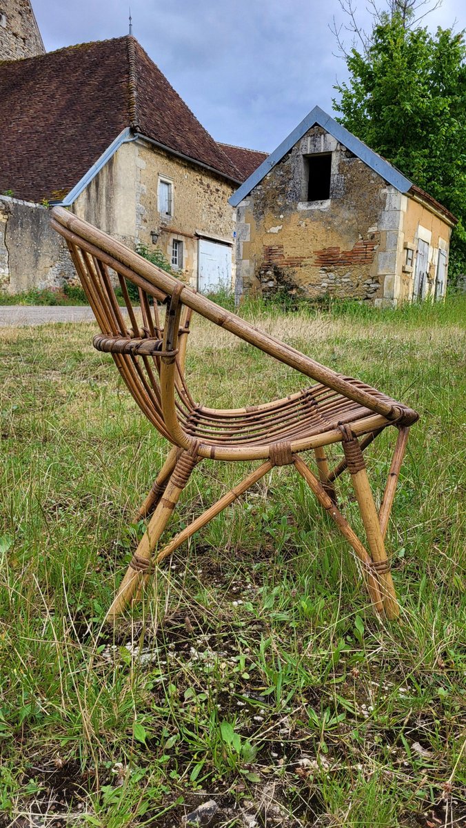 Shell Rattan Armchairs, 1960s, Set of 4 for sale at Pamono