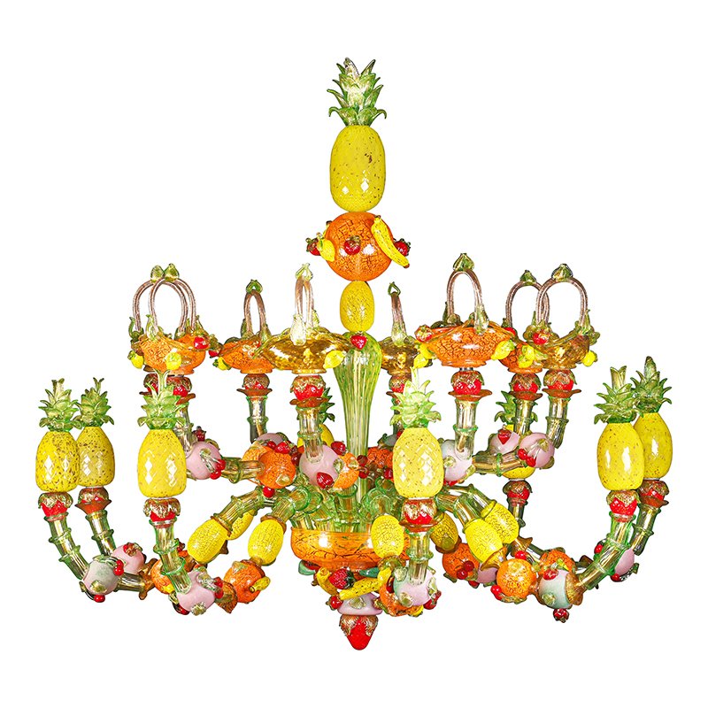 Fruit Chandelier with 16 Polychrome Lights in Murano Glass, 1980s for ...