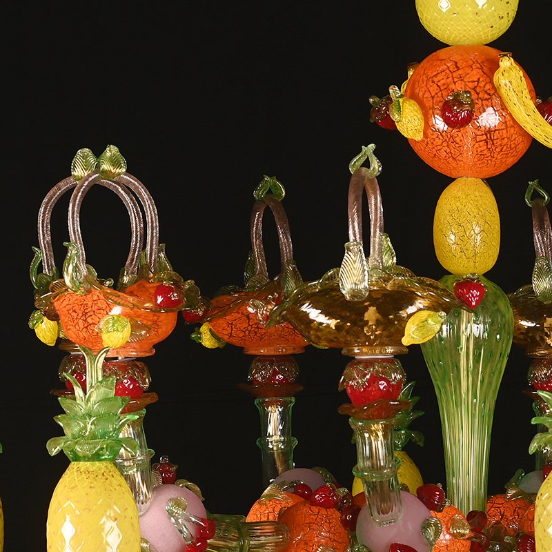 Fruit Chandelier with 16 Polychrome Lights in Murano Glass, 1980s for ...