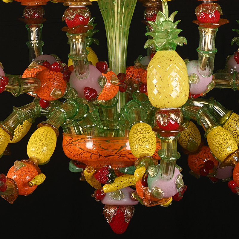 Fruit Chandelier with 16 Polychrome Lights in Murano Glass, 1980s for ...