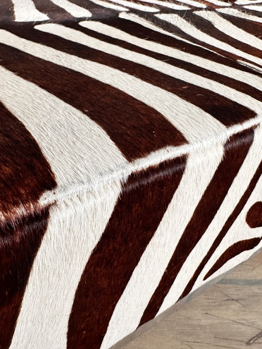 Modern Zebra Print Cowhide Upholstered Ottoman Bench, 2000s for sale at ...
