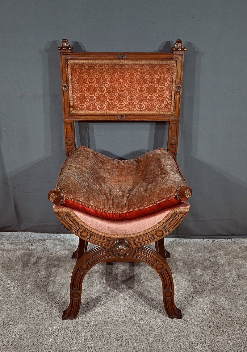 Renaissance Style Curule Chair in Walnut, Late 19th Century for sale at ...