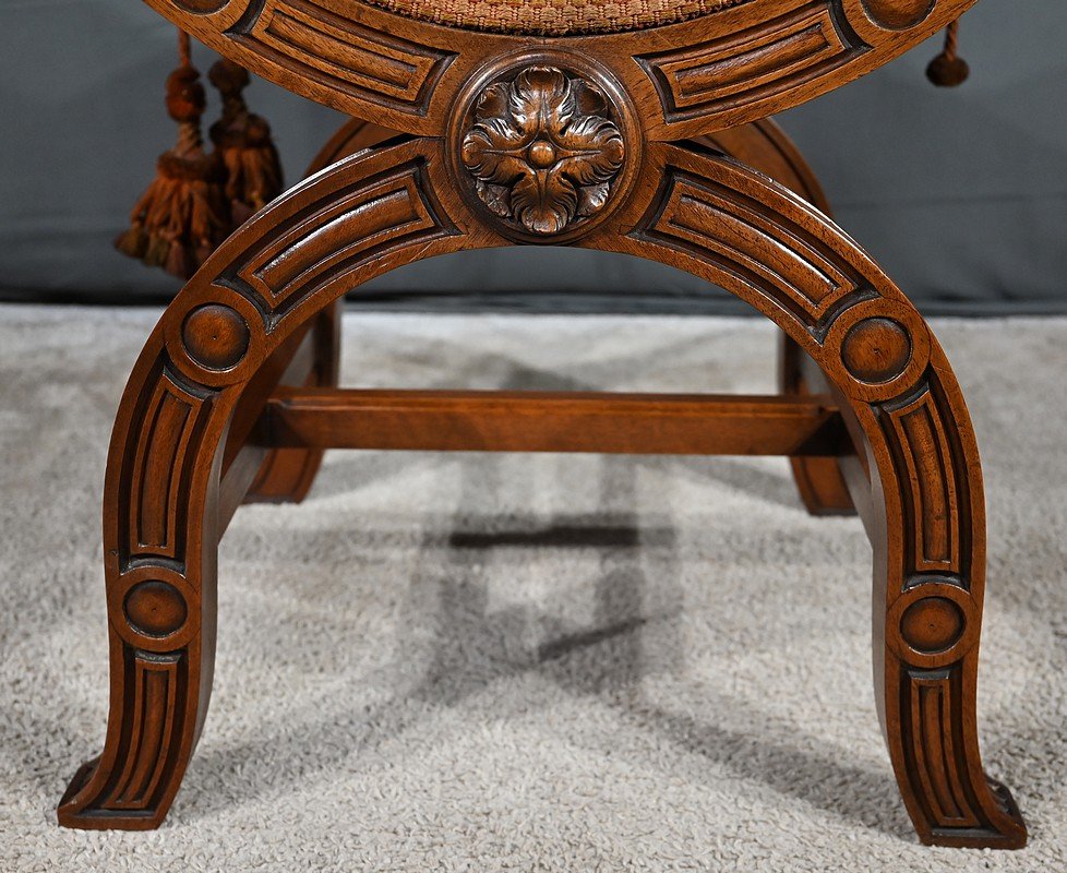 Renaissance Style Curule Chair in Walnut, Late 19th Century for sale at ...