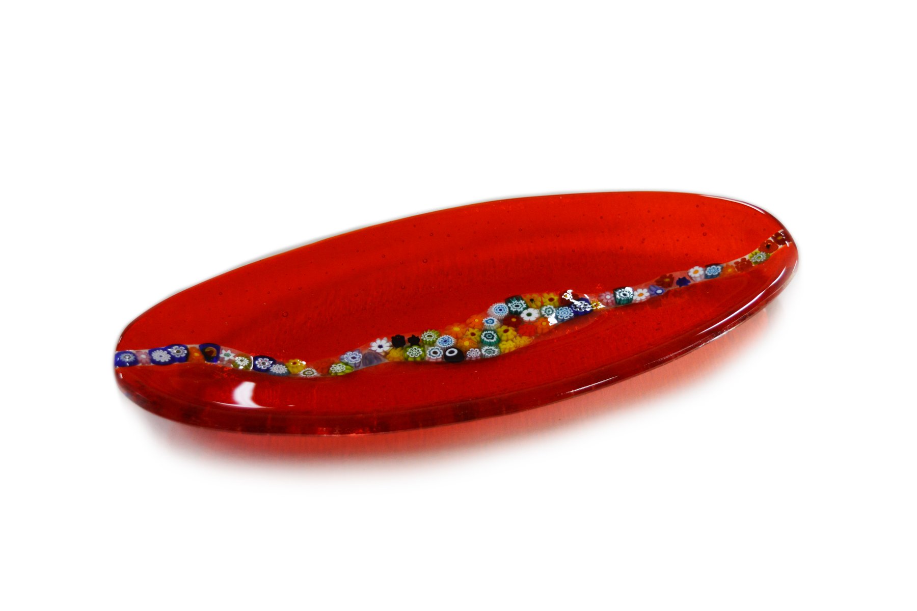 Oval Cascata C20 Red Murano Glass Plate from Veve Glass for sale at Pamono