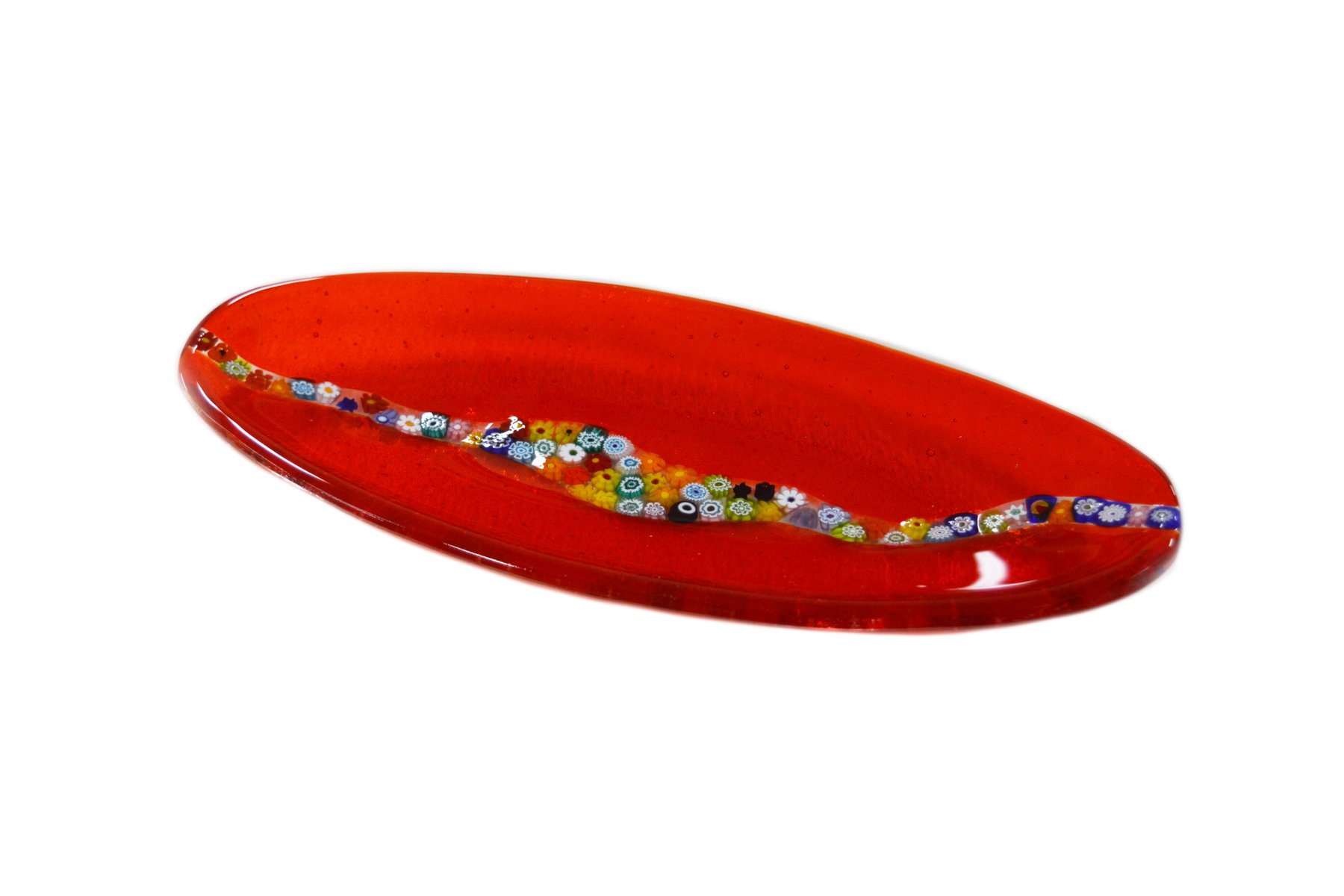 Oval Cascata C20 Red Murano Glass Plate from Veve Glass for sale at Pamono