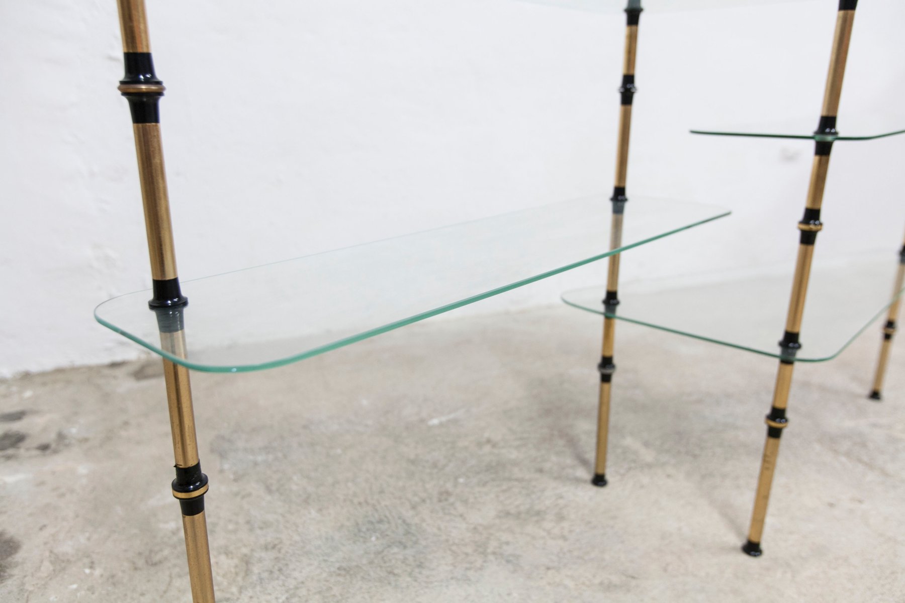 Glass and Brass Store Window Display Shelf, 1950s for sale at Pamono