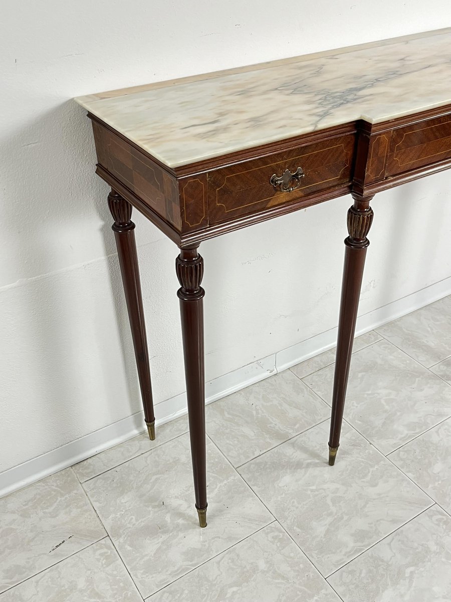 Mid-Century Italian Console Table with Marble Top, 1950s for sale at Pamono