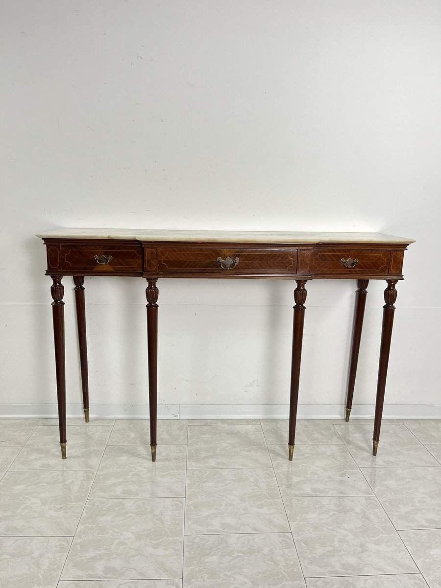 Mid-Century Italian Console Table with Marble Top, 1950s for sale at Pamono