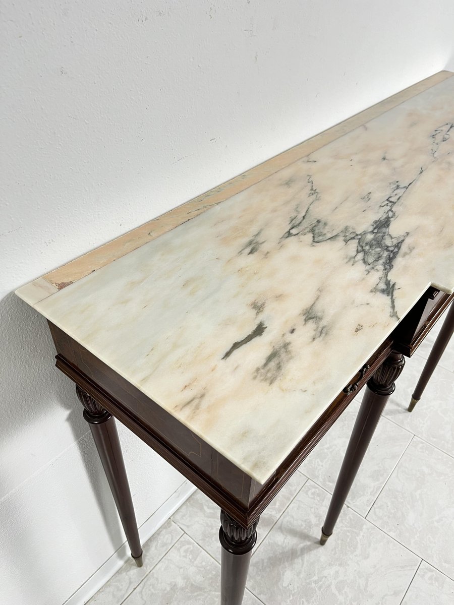 Mid-Century Italian Console Table with Marble Top, 1950s for sale at Pamono