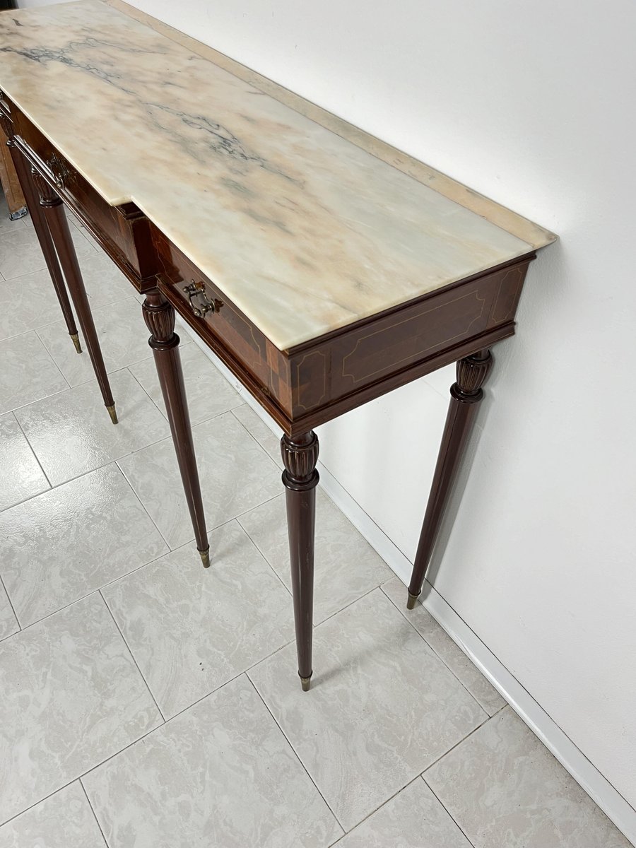 Mid-Century Italian Console Table with Marble Top, 1950s for sale at Pamono