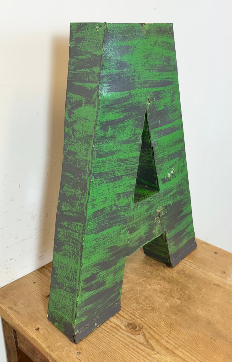 Large Vintage Green Iron Facade Letter A, 1970s for sale at Pamono