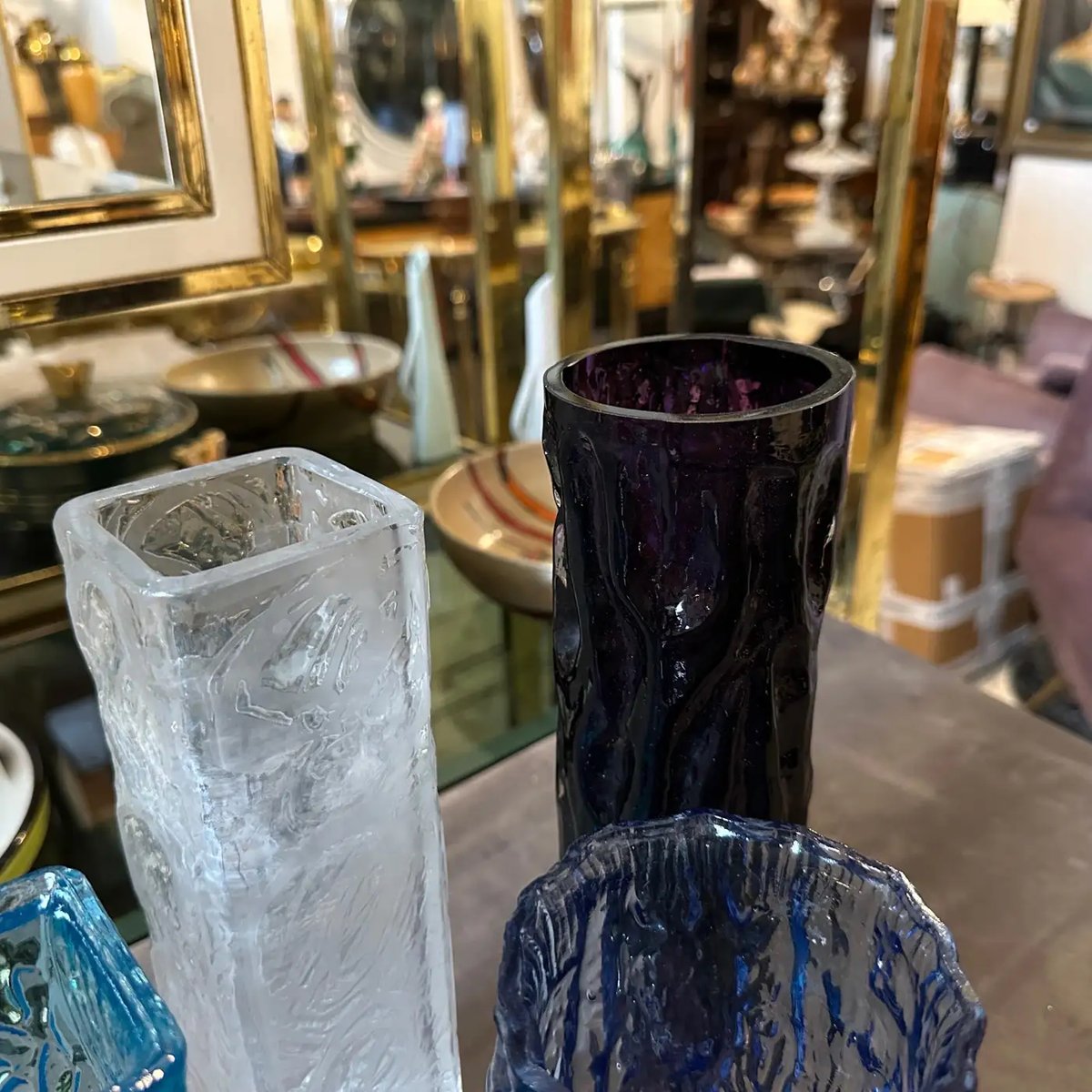 Vintage Space Age Glass European Vases, 1970s, Set of 4 for sale at Pamono