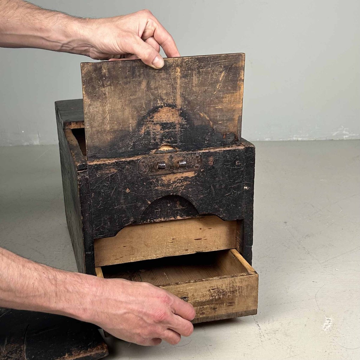 Antique Wooden Zenibako Temple Offering Box, 1890s for sale at Pamono