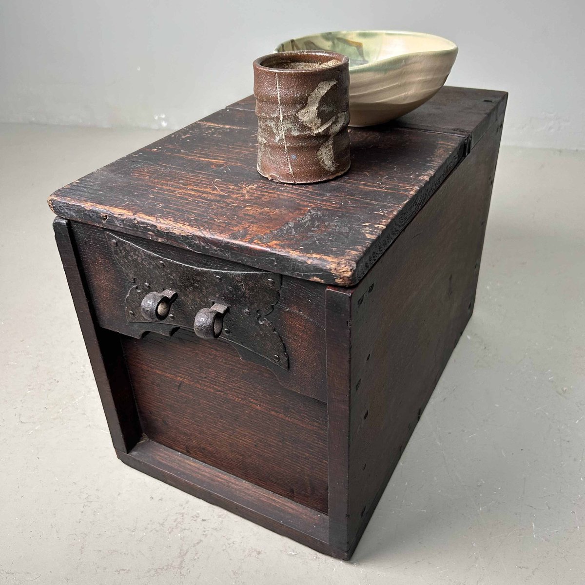 Antique Wooden Zenibako Temple Offering Box, 1890s for sale at Pamono