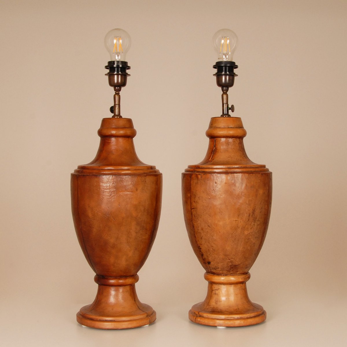 English Traditional Leather Table Lamps in the style of Chesterfield by ...