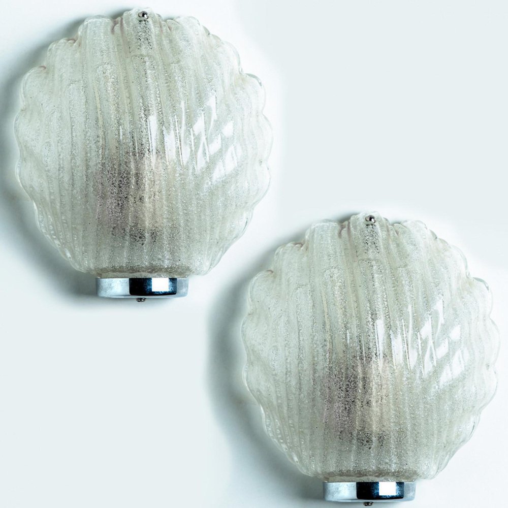 Shell Shaped Glass Wall Lights, Limburg, Germany, 1970s, Set of 2 for ...