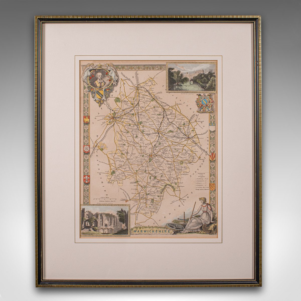 Antique Lithographic Map of Warwickshire for sale at Pamono
