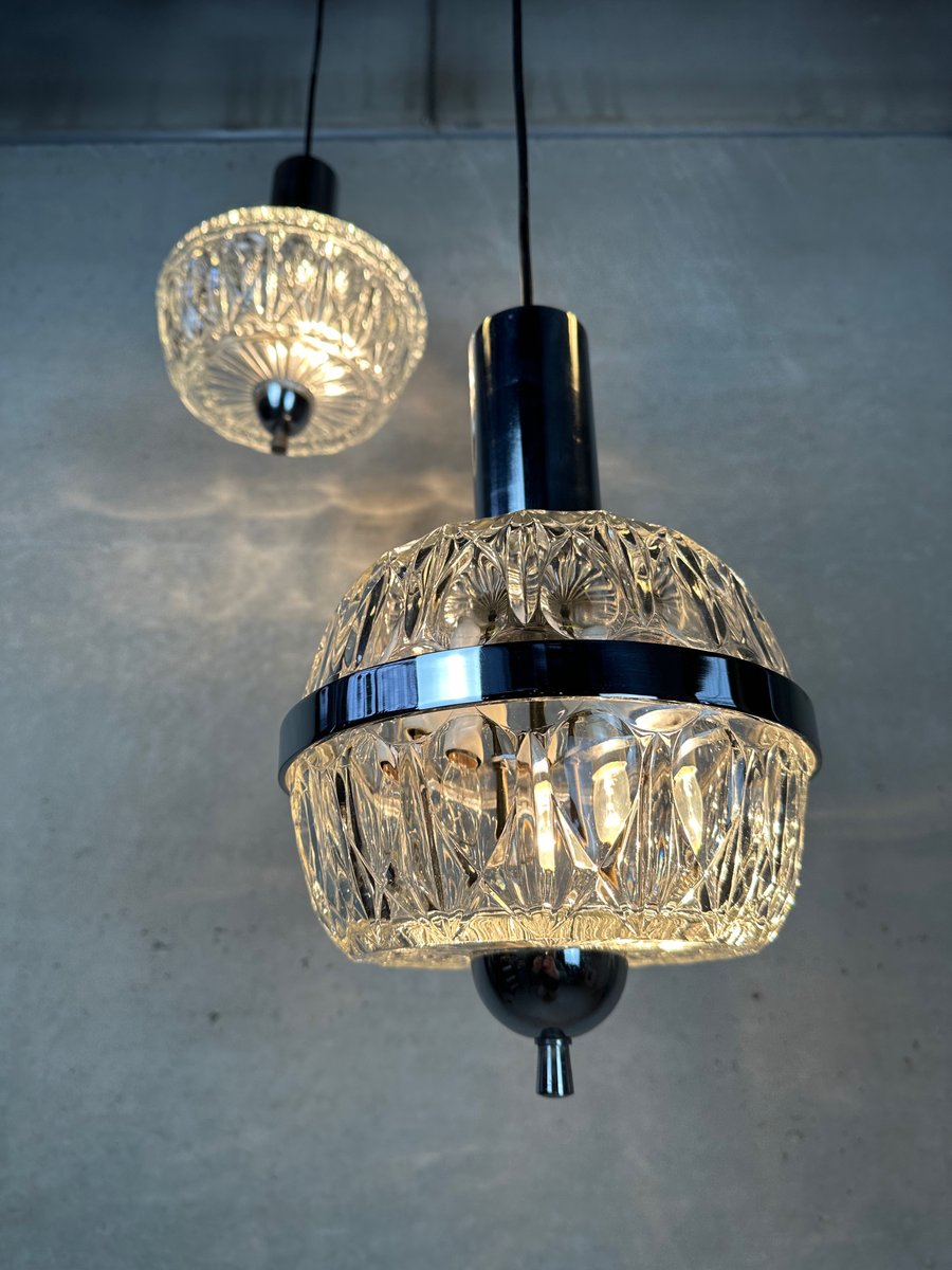 Hanging Lamps by Val Saint Lambert for Massive Belgium, Set of 2 for ...