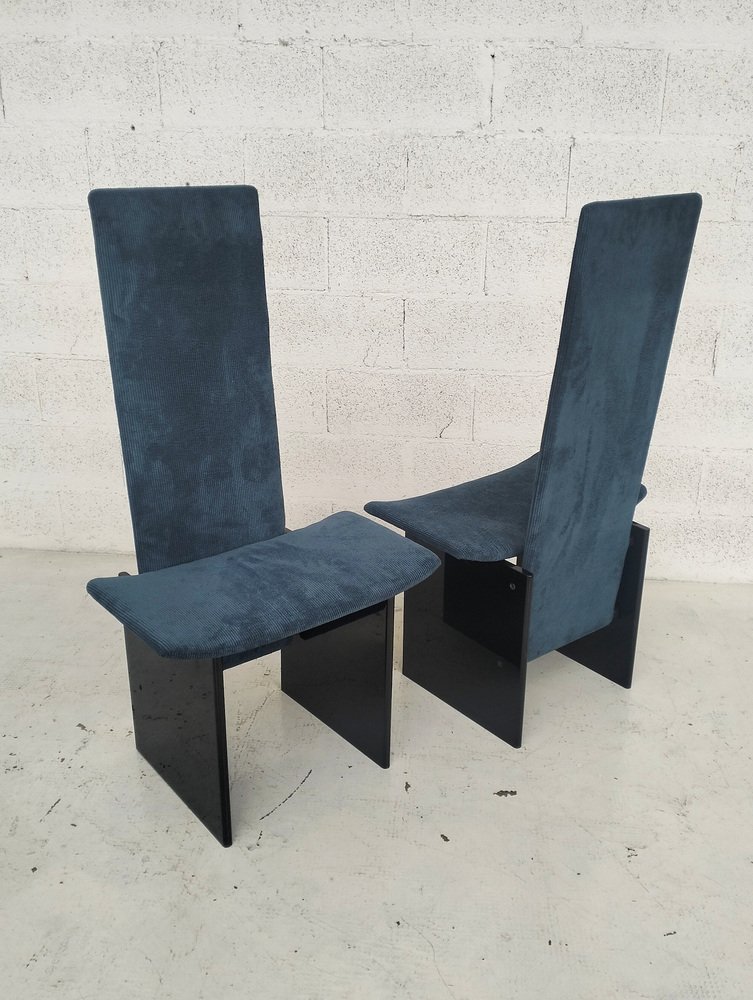 Set of Petrol Blue Velvet Model Rennie Chairs by K. Takahama for Simon ...