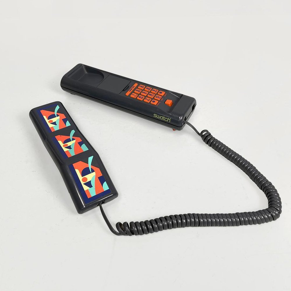 Italian Modern Grey Decorated Plastic Telephone Twin Phone Deco ...