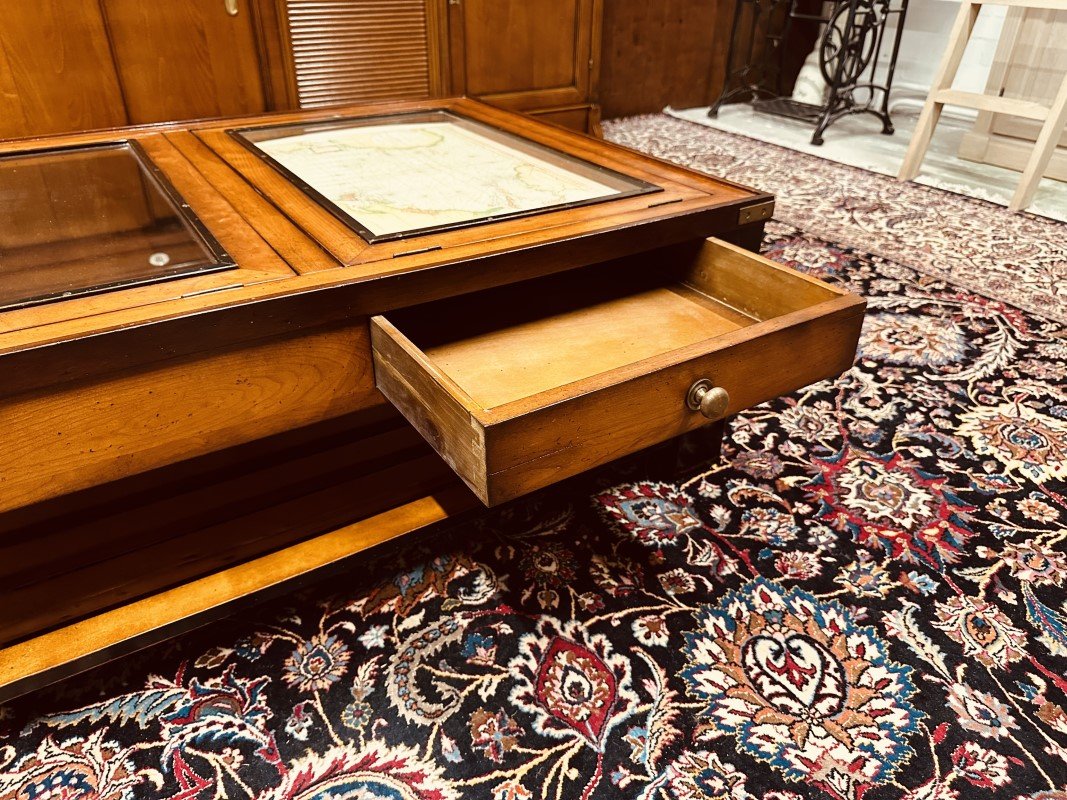 Vintage English Coffee Table with World Map for sale at Pamono