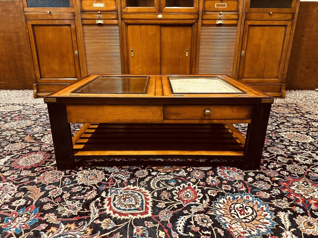 Vintage English Coffee Table with World Map for sale at Pamono