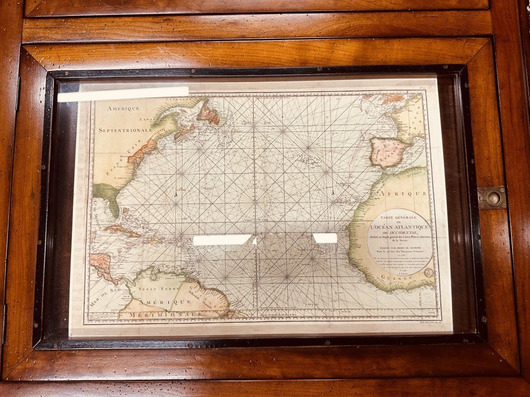 Vintage English Coffee Table with World Map for sale at Pamono