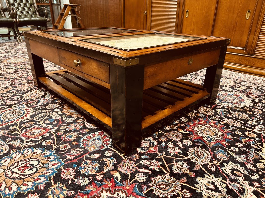 Vintage English Coffee Table with World Map for sale at Pamono