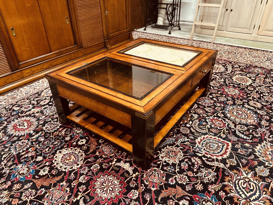 Vintage English Coffee Table with World Map for sale at Pamono
