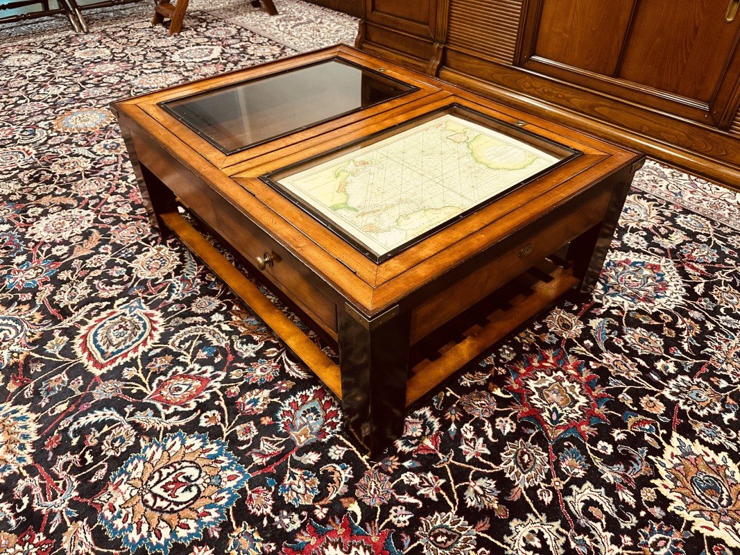 Vintage English Coffee Table with World Map for sale at Pamono
