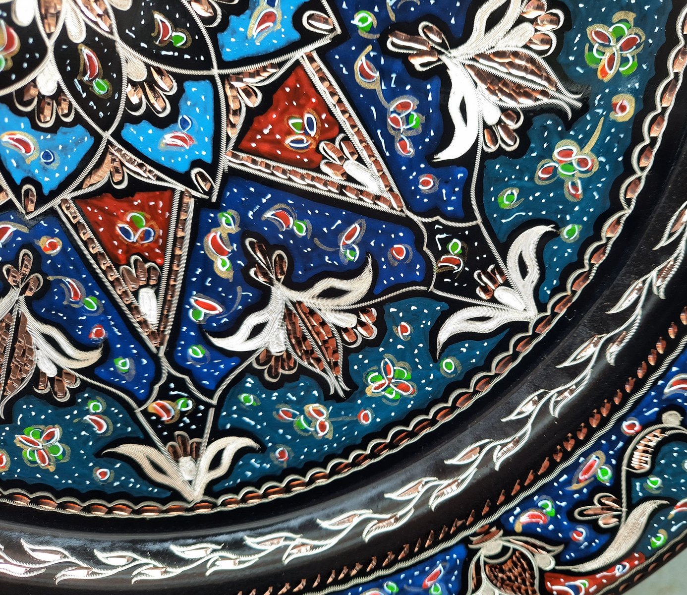 Modern Hand Carved Copper Tray for sale at Pamono