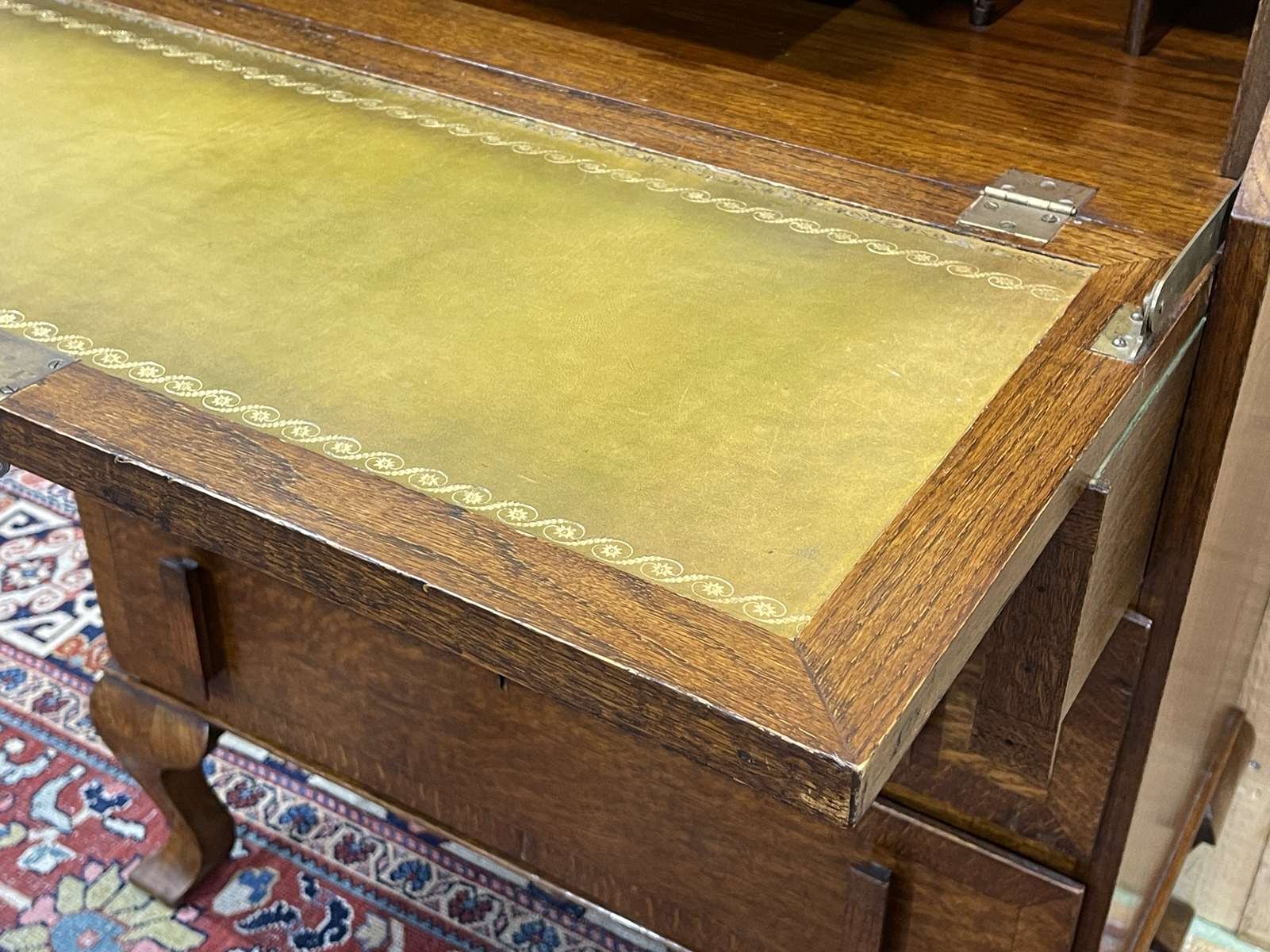 English Donkey Desk in Oak and Leather Top, 1950s for sale at Pamono