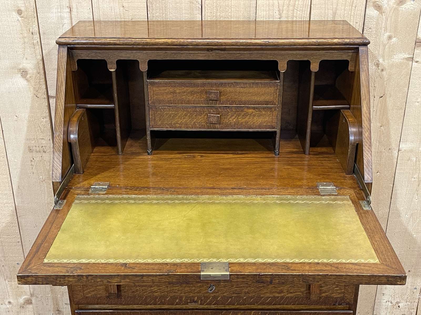 English Donkey Desk in Oak and Leather Top, 1950s for sale at Pamono