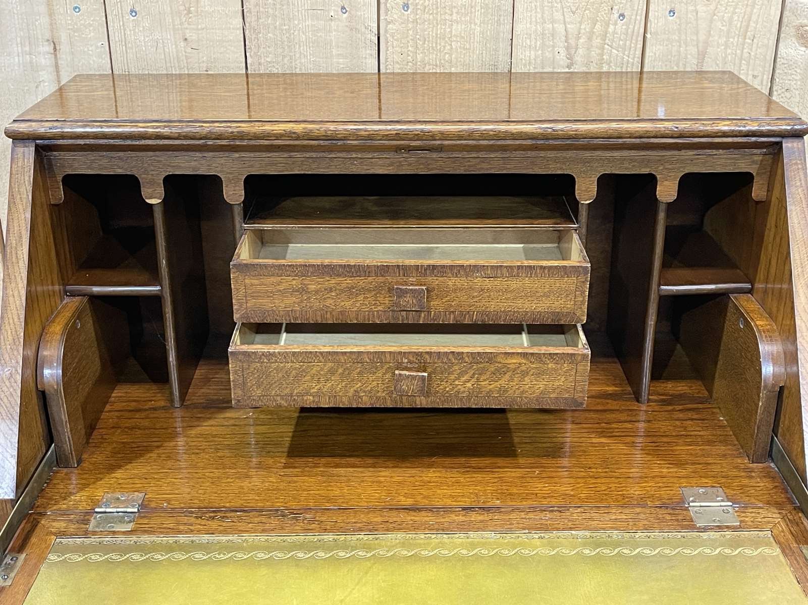 English Donkey Desk in Oak and Leather Top, 1950s for sale at Pamono