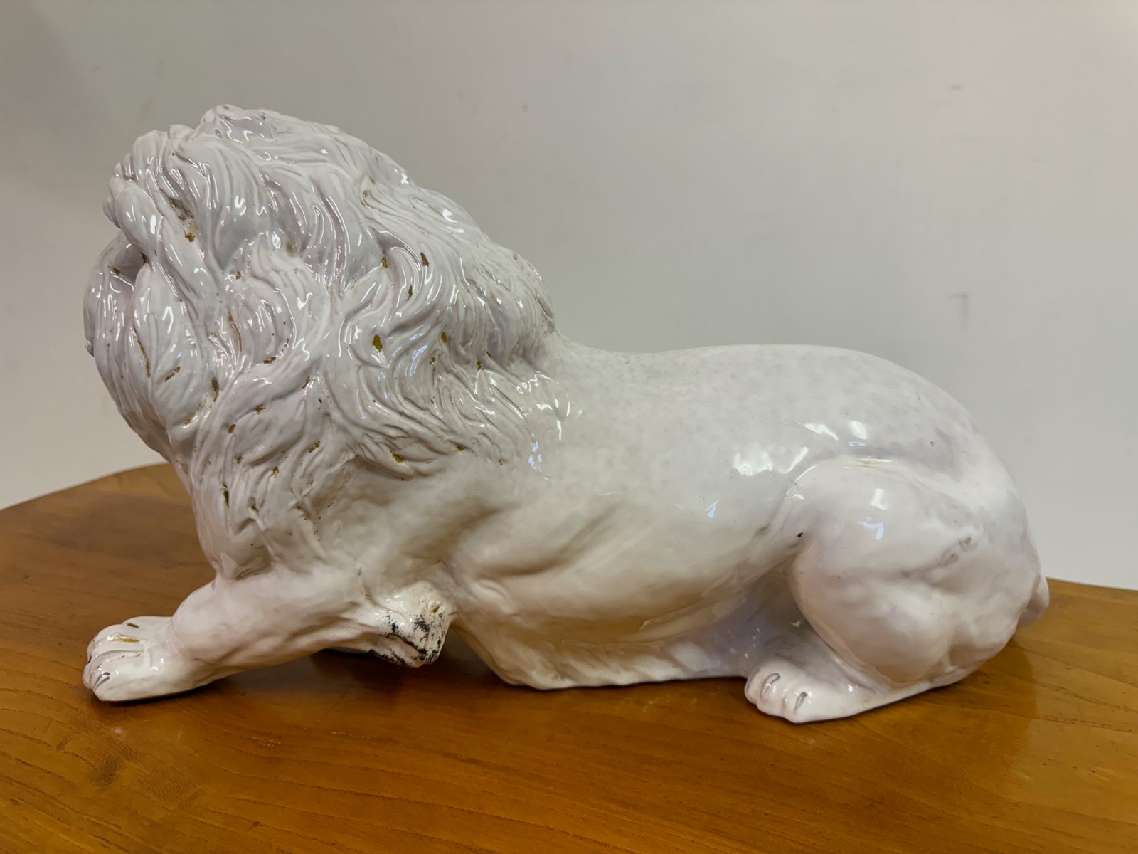 Vintage Italian Glazed Ceramic Lion, 1970s for sale at Pamono