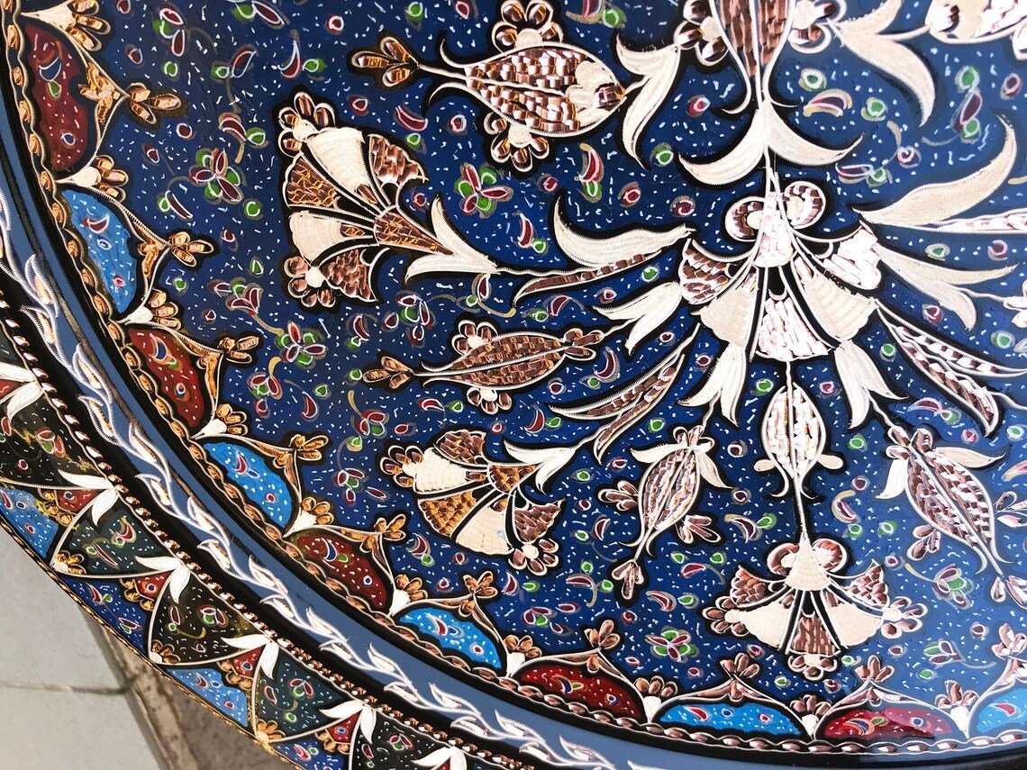 Engraved Clove Design Copper Tray for sale at Pamono