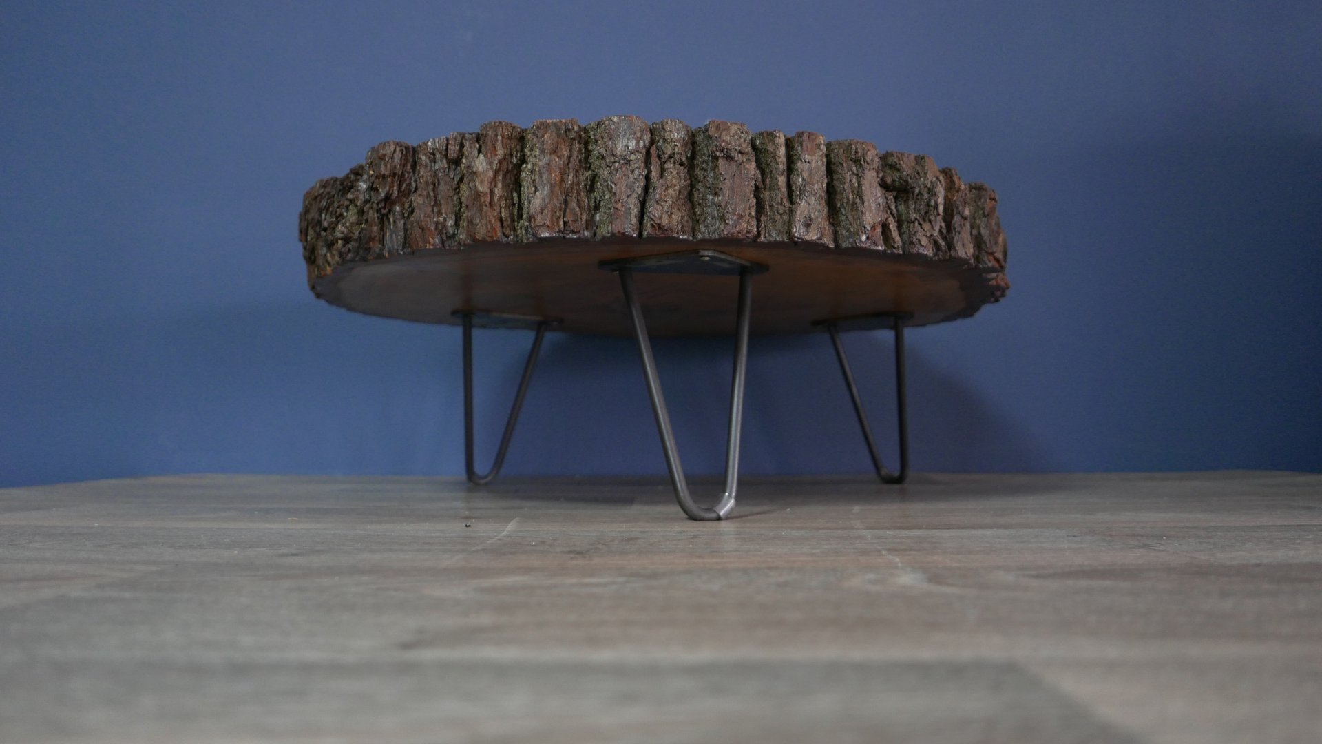 Vintage Tripod Oak Tree-Disc with Forged Steel Hairpin Swings Legs ...